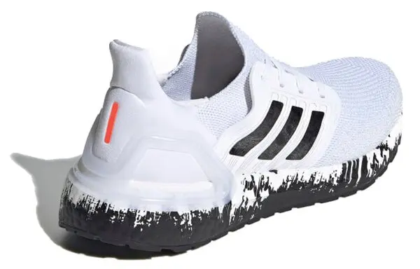 Adidas Ultraboost 20 Athletic Sneakers With Paint Splatter Detailing - White/black