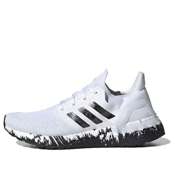 Adidas Ultraboost 20 Athletic Sneakers With Paint Splatter Detailing - White/black