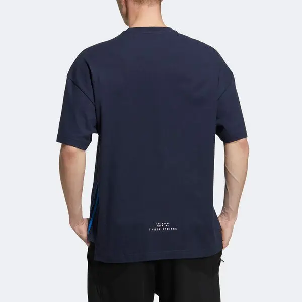 Adidas M City Loose T Solid Color Logo Round Neck Short Sleeve Navy Blue