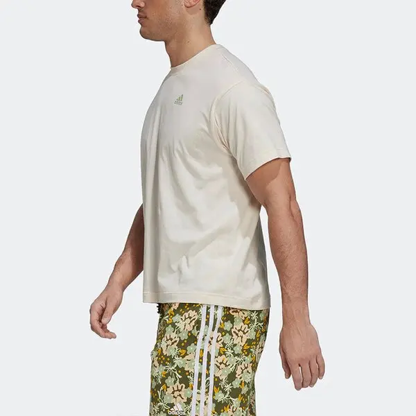 Adidas Solid Color Logo Alphabet Round Neck Sports Short Sleeve White