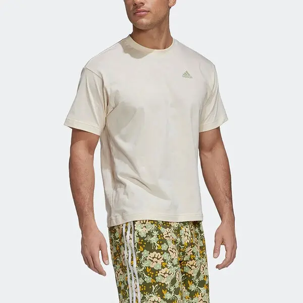 Adidas Solid Color Logo Alphabet Round Neck Sports Short Sleeve White