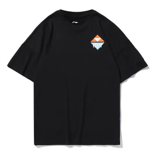 LI-NING Counterflow Graphic T-shirt 'black - Black/orange