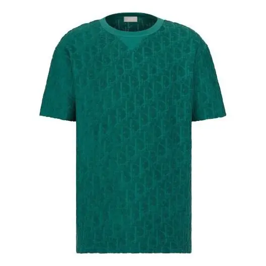 Dior Ss21 Oblique Printing Cotton Round Neck Short Sleeve - Green