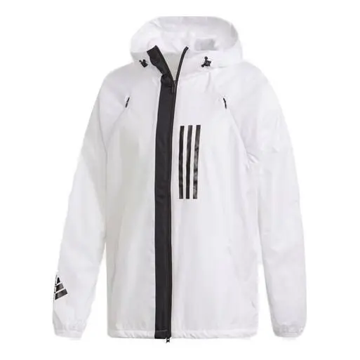 Adidas W.d.n. Fleece-lined Hooded Windbreaker Jacket - White