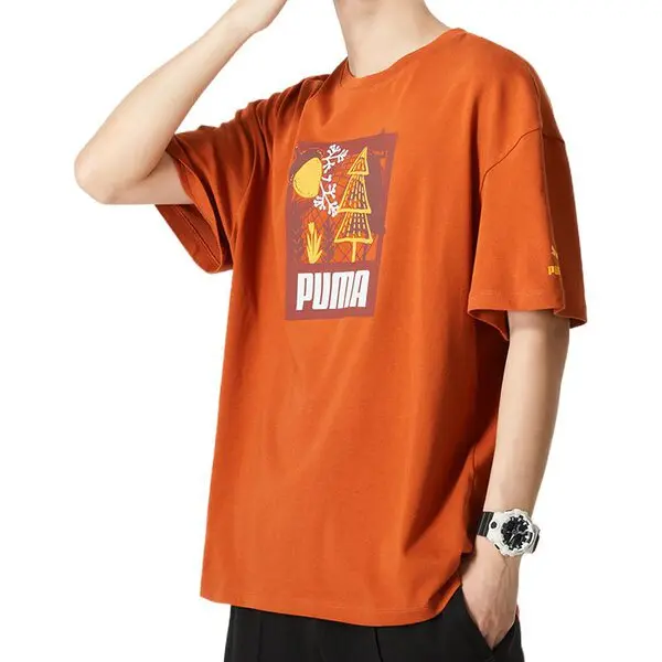 PUMA Ff Short Sleeve Graphic Tee 'orange - Orange/white