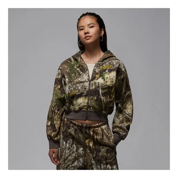 JORDAN Air Brooklyn Fleece Mod Crop Full-zip Hoodie - Realtree