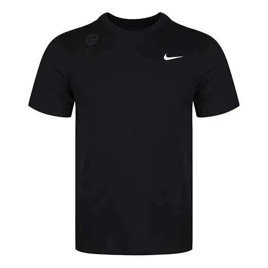 Nike Dri-fit Crew Solid Round Neck Training Short Sleeve - Black