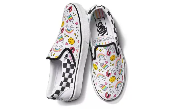 VANS Flour Shop X Classic Slip-on Sneakers - White/black