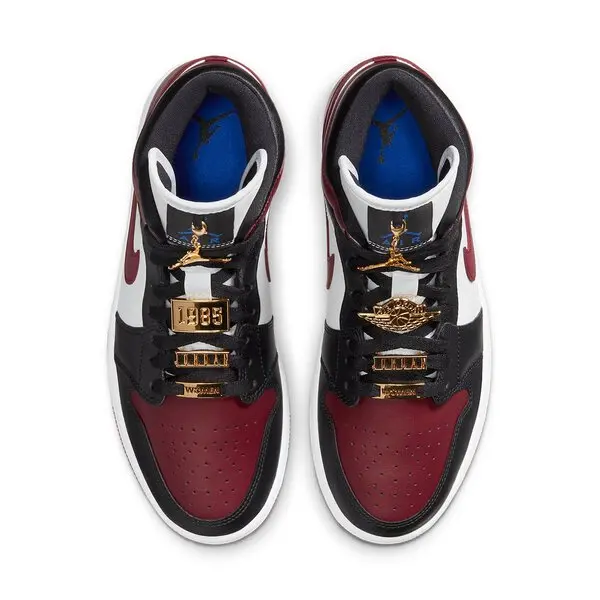 JORDAN Air 1 Mid Se "gold Pendants" Sneakers - Black/dark Beetroot/white