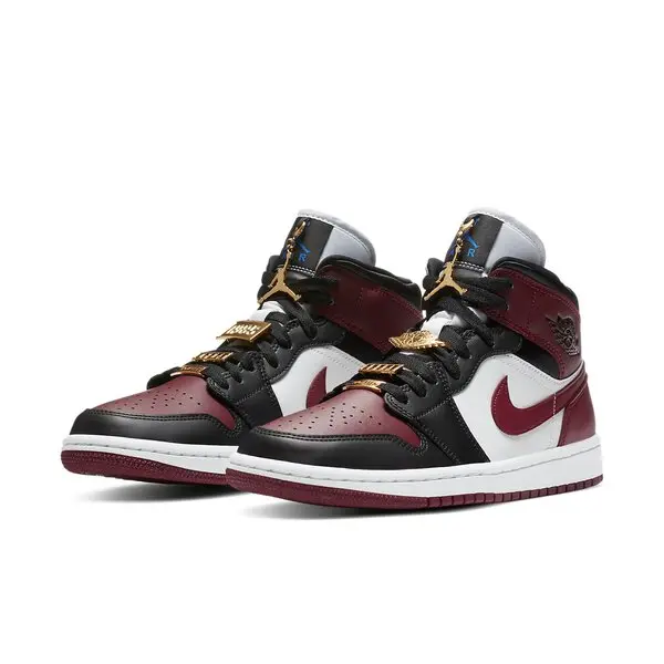 JORDAN Air 1 Mid Se "gold Pendants" Sneakers - Black/dark Beetroot/white