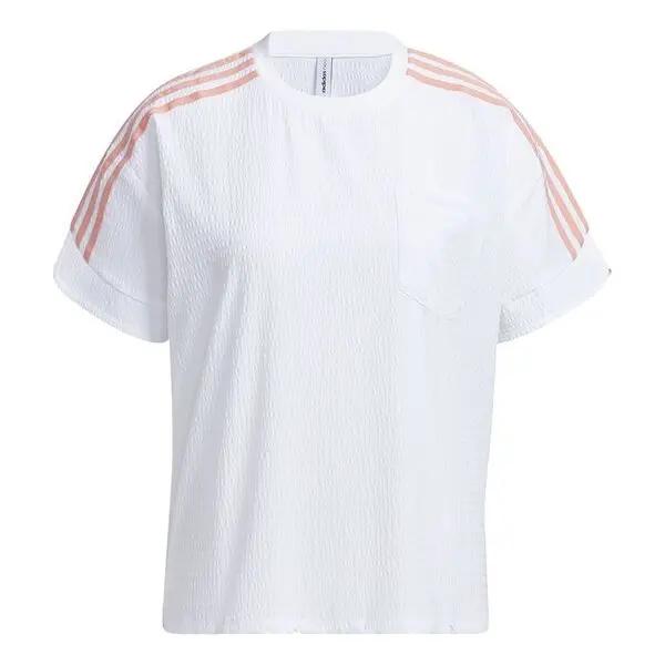 Adidas Neo Cs Jun Woven Tee With Side Stripe Detail - White