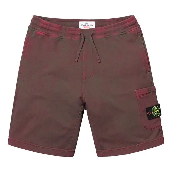 Supreme Ss19 X Stone Island Sweatshort Crossover Cargo Shorts - Red