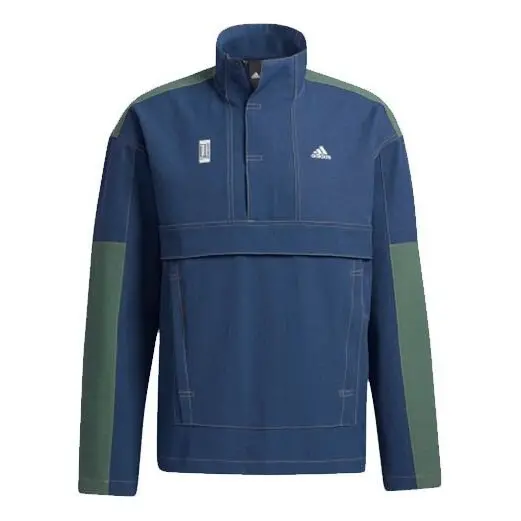 Adidas Colorblocked Anorak Jacket With Stand Collar - Navy
