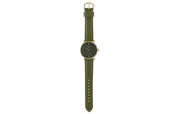 Casio Quartz Analog Watch With Leather Strap - Dark Green
