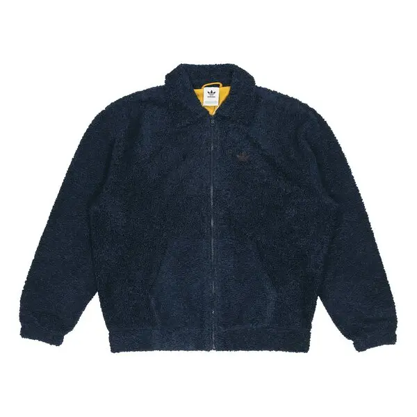 Adidas Embroidered Logo Lapel Sports Jacket - Blue