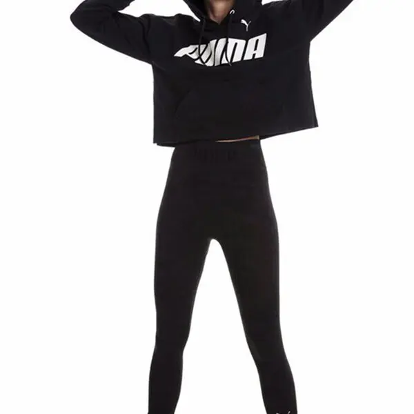 PUMA Cropped Logo Hoodie - Black