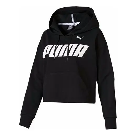 PUMA Cropped Logo Hoodie - Black