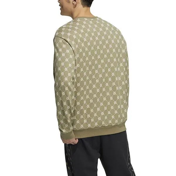 Adidas Neo Monogram Printed Crewneck Sweatshirt - Olive Green