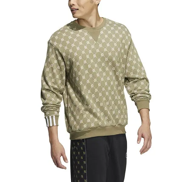 Adidas Neo Monogram Printed Crewneck Sweatshirt - Olive Green