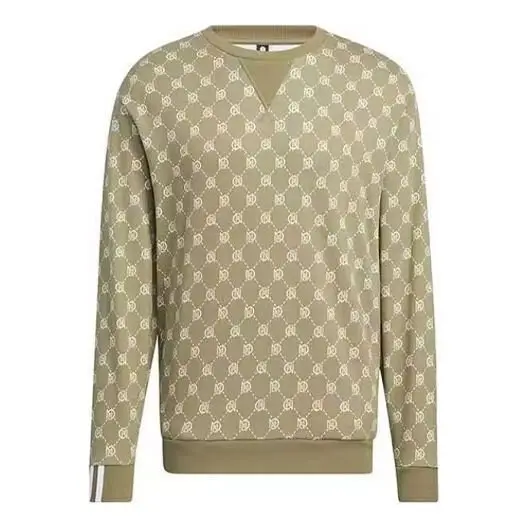 Adidas Neo Monogram Printed Crewneck Sweatshirt - Olive Green