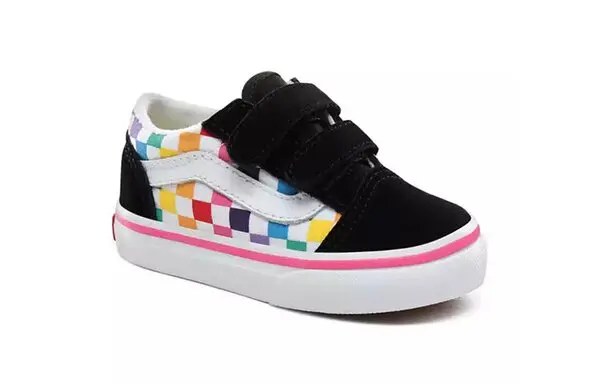 VANS Old Skool V Toddler Rainbow Checkerboard Sneakers - Multi-color