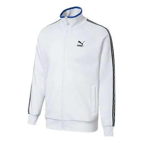 PUMA Stand Collar Colorblock Logo Casual Jacket - White
