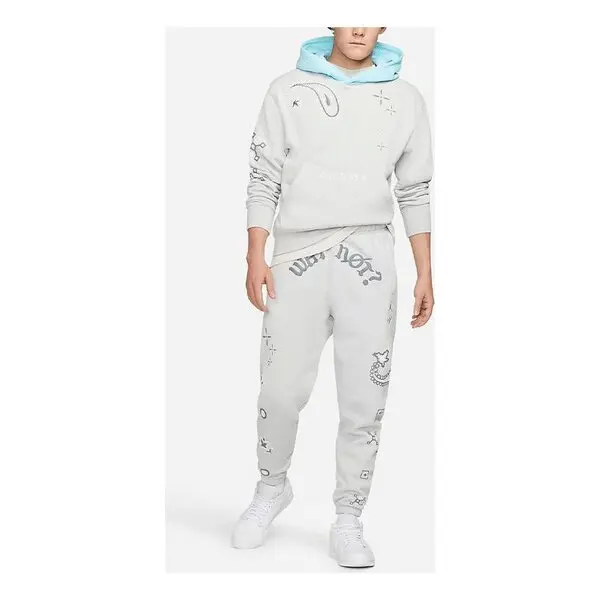 JORDAN Printing Logo Fleece Drawstring Lacing Sports Pants/trousers/joggers Gray - Default Color