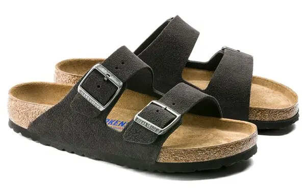 BIRKENSTOCK Arizona Suede Leather Sandals - Grey