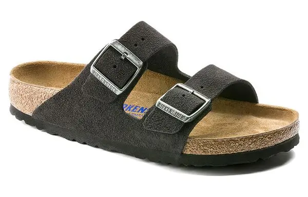 BIRKENSTOCK Arizona Suede Leather Sandals - Grey