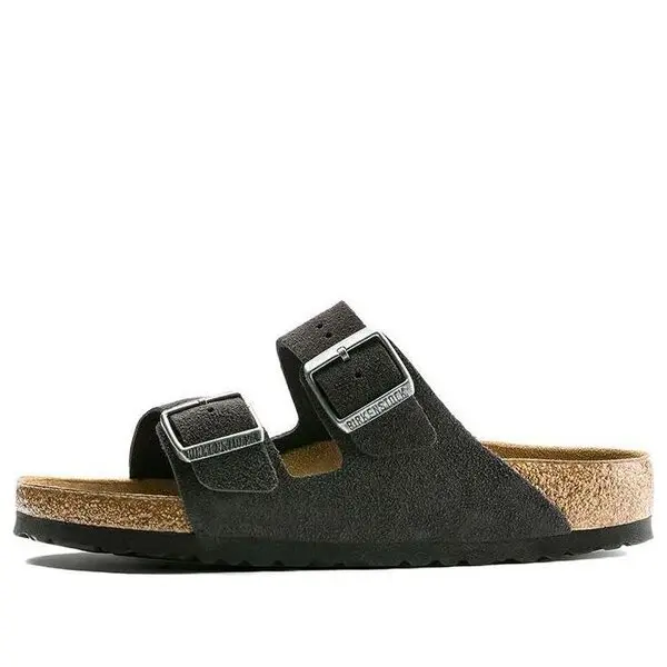 BIRKENSTOCK Arizona Suede Leather Sandals - Grey