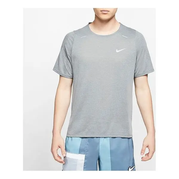 Nike Rise 365 Running Short Sleeve Shirt - Gray