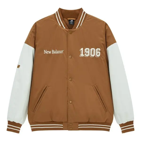 NEW BALANCE Baseball Varsity Jacket Asia Sizing 'tan White