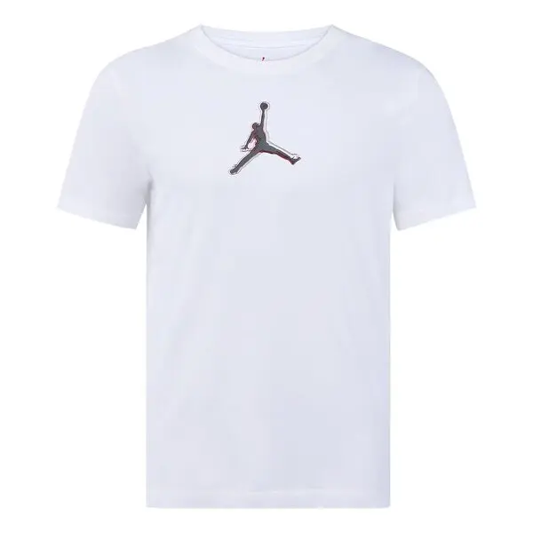 JORDAN Dri-fit 3d Logo Funny Printing Knit Quick Dry Short Sleeve T-shirt - White