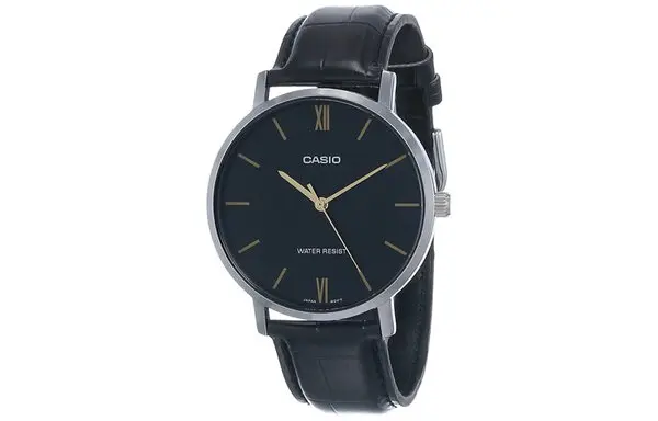 Casio Analog Dress Watch With Leather Strap