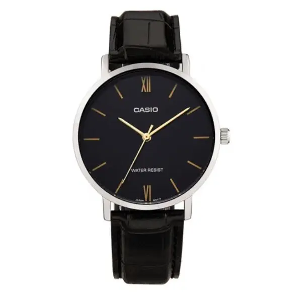 Casio Analog Dress Watch With Leather Strap