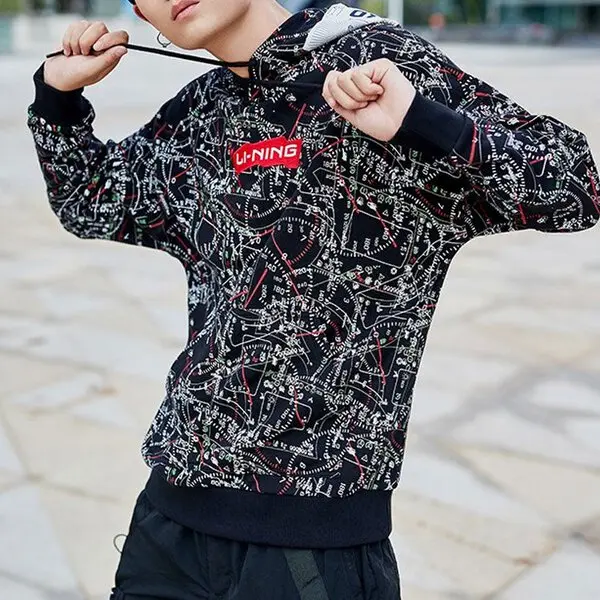 LI-NING Printed Pullover Hoodie