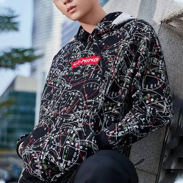 LI-NING Printed Pullover Hoodie