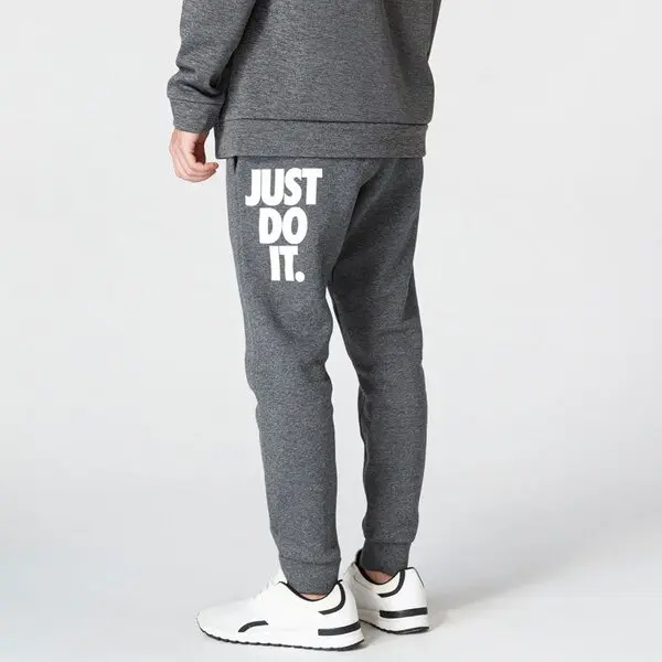Nike Alphabet Fleece Lined Stay Warm Knit Sports Pants Gray - Grey