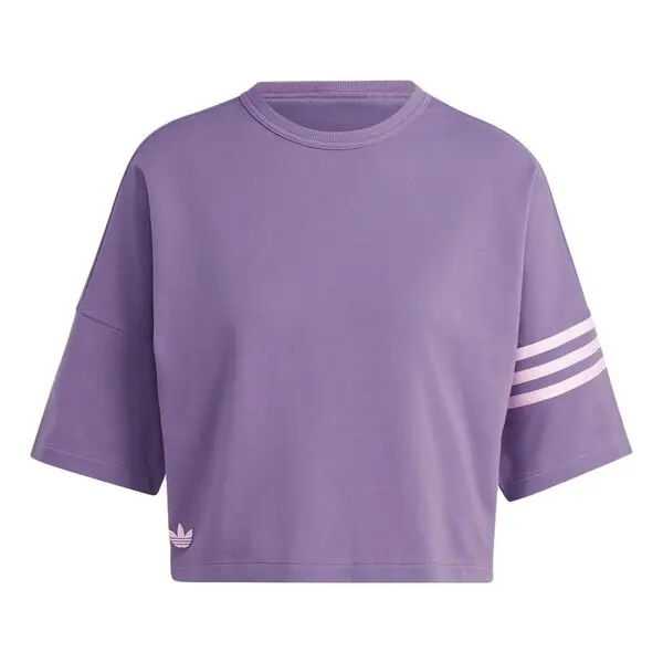 Adidas Neuclassics 3 Stripe T-shirt Asia Sizing 'shadow Violet - Shadow Violet/white