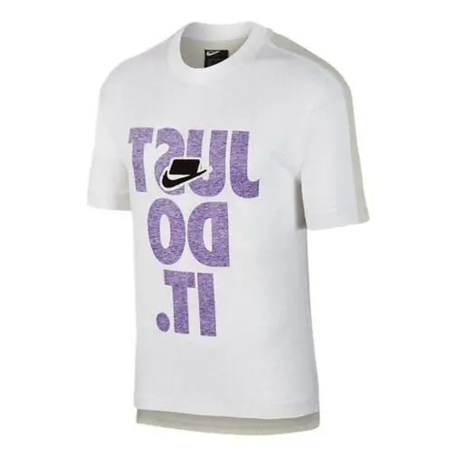 Nike Large Alphabet Logo Printing Sports Short Sleeve - White
