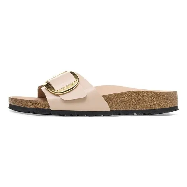 BIRKENSTOCK Madrid Big Buckle Patent Leather Sandals - Beige