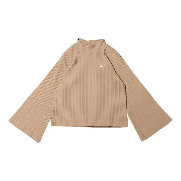 Nike Ribbed Knit High Neck Long Sleeve Top