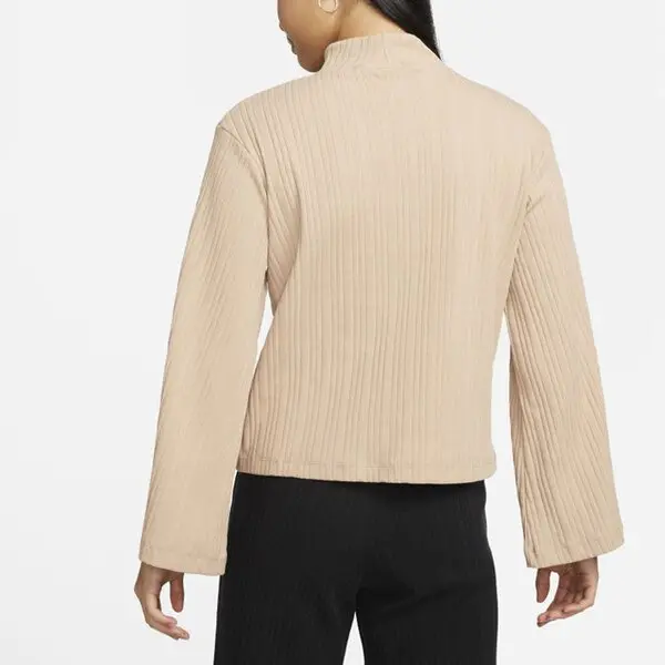 Nike Ribbed Knit High Neck Long Sleeve Top