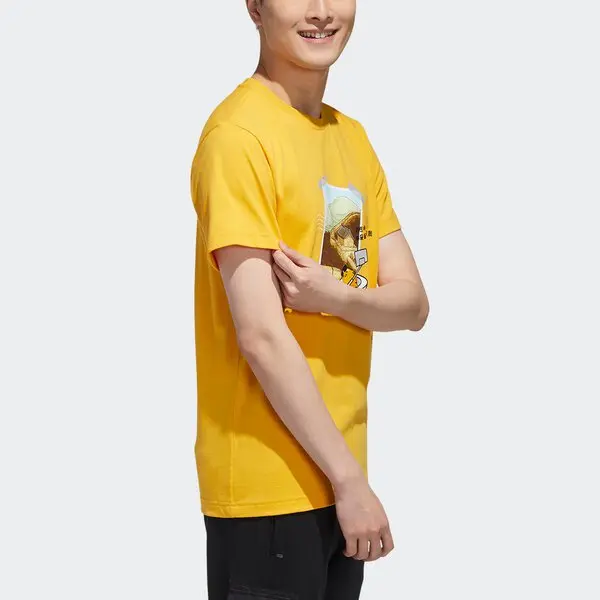 Adidas Neo X Crossover M Gdtm Tee Printing Round Neck Sports Short Sleeve - Yellow