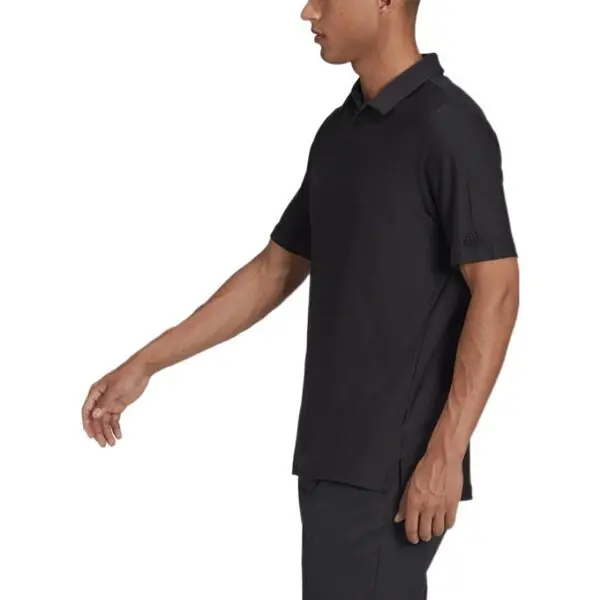 Adidas Solid Color Logo Embroidered Short Sleeve Black Polo Shirt
