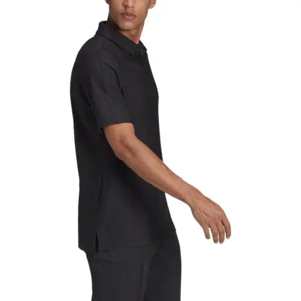 Adidas Solid Color Logo Embroidered Short Sleeve Black Polo Shirt