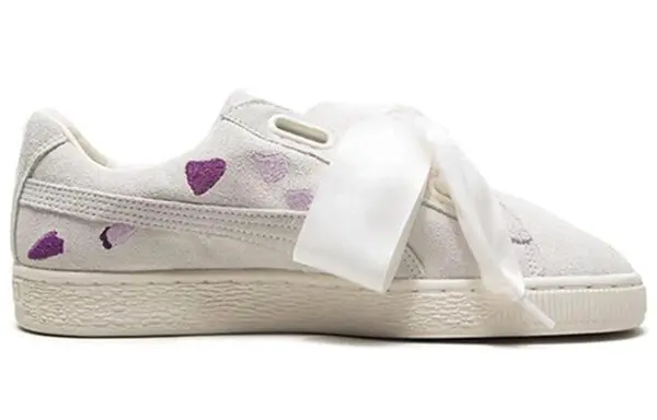 PUMA Suede Heart Flowery Sneakers With Floral Embroidery And Ribbon Detail