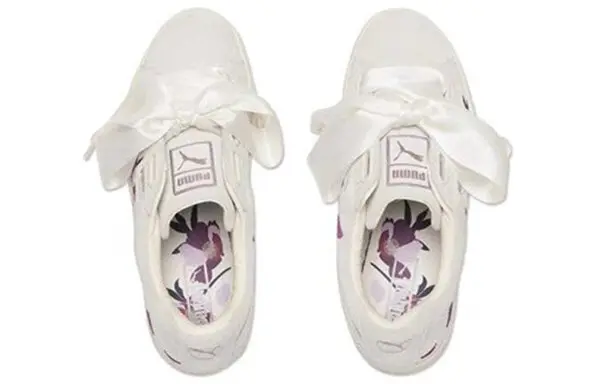 PUMA Suede Heart Flowery Sneakers With Floral Embroidery And Ribbon Detail