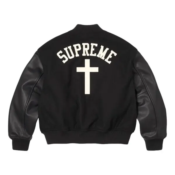 Supreme Ss26 Cross Varsity Jacket - Black