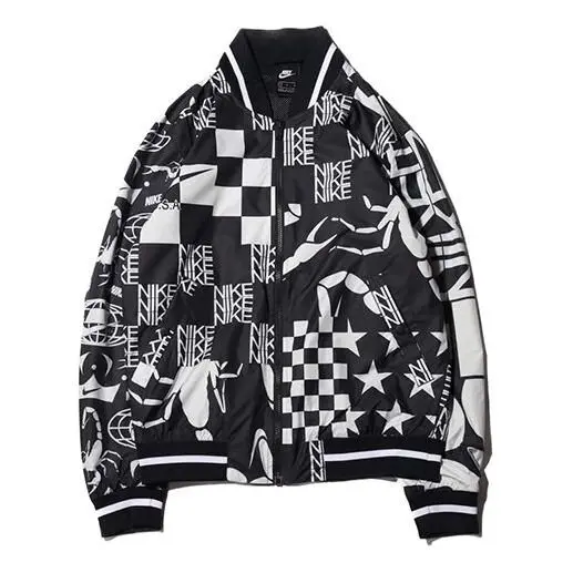 Nike Checkerboard Graphic Bomber Jacket - White